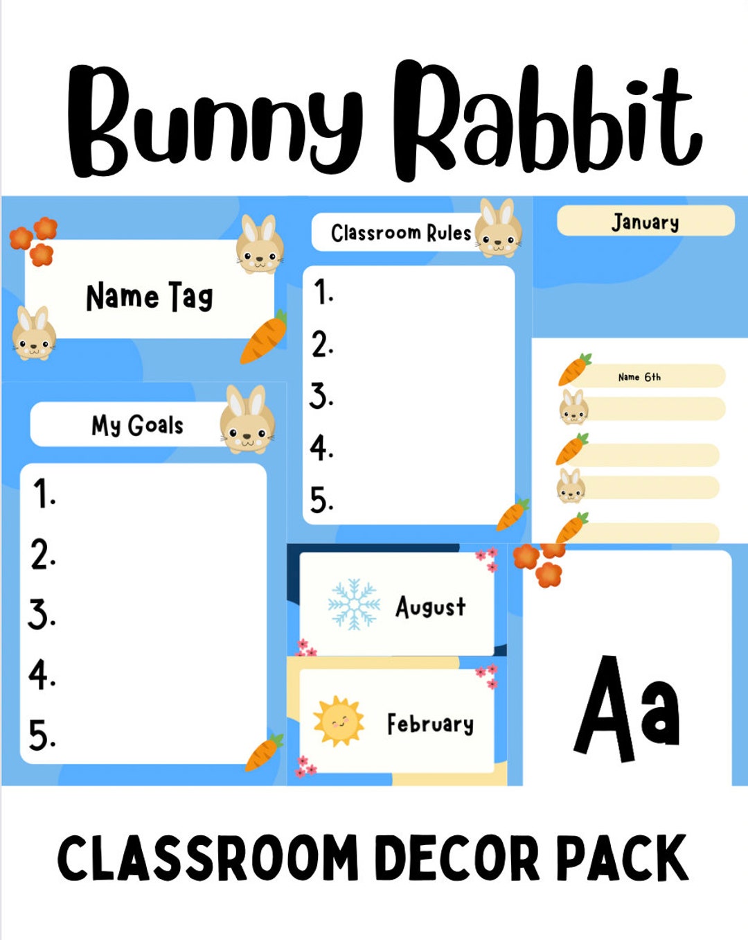 Bunny Rabbit Classroom Decor Pack - Etsy