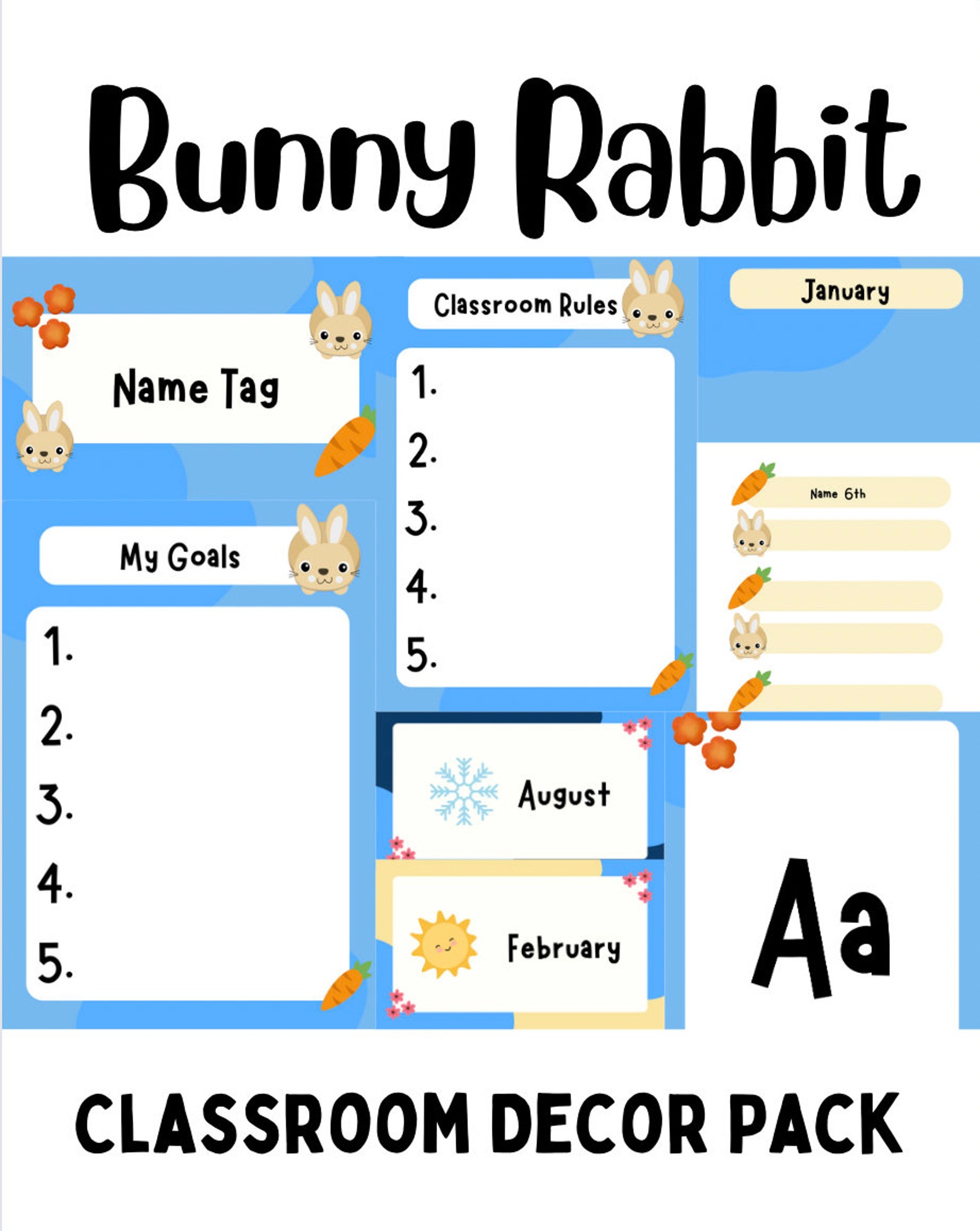 Bunny Rabbit Classroom Decor Pack - Etsy