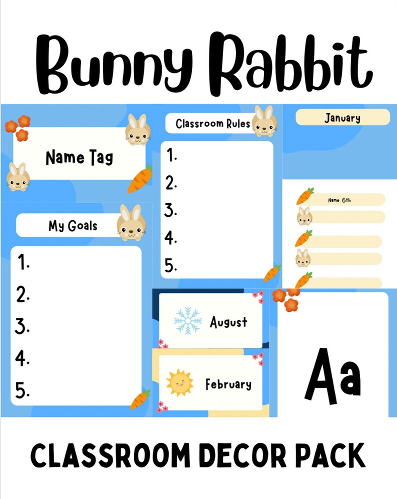 Bunny Rabbit Classroom Decor Pack - Etsy