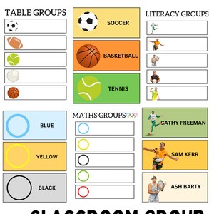 Sport Themed Classroom Group Labels - Etsy
