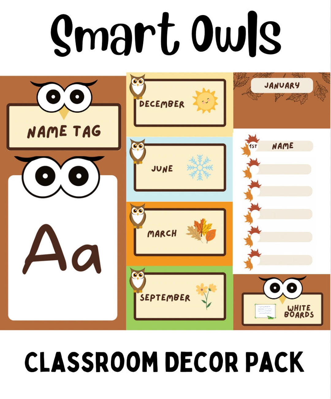 Smart Owls Classroom Decor Pack - Etsy