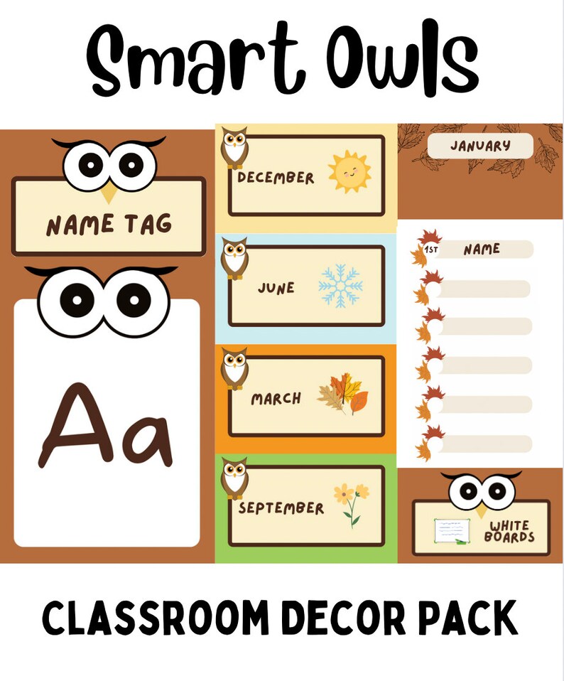 Smart Owls Classroom Decor Pack - Etsy
