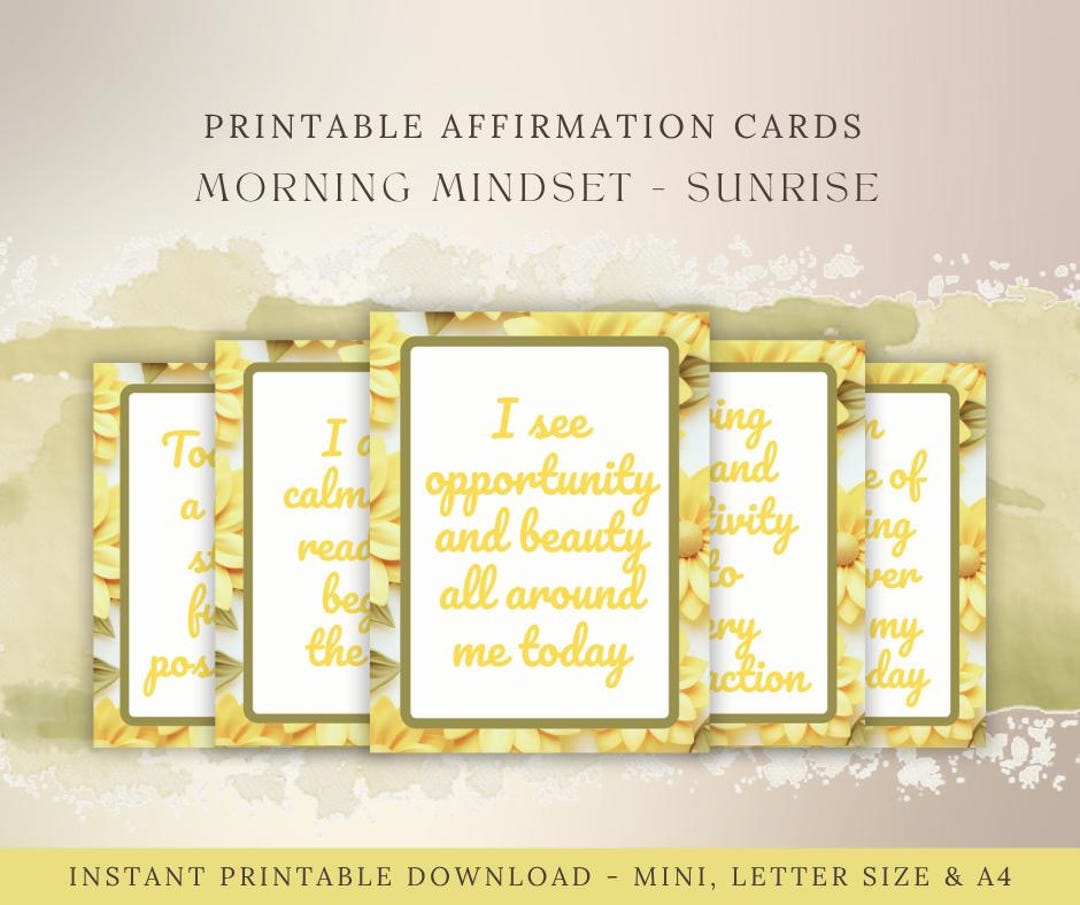 Morning Mindset Affirmation Cards – Sunrise Theme | 12 Printable ...
