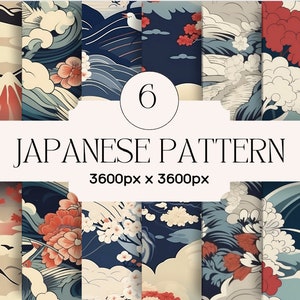 Japanese Nature Digital Paper, Vintage Asian Pattern, Old Japan Art ...