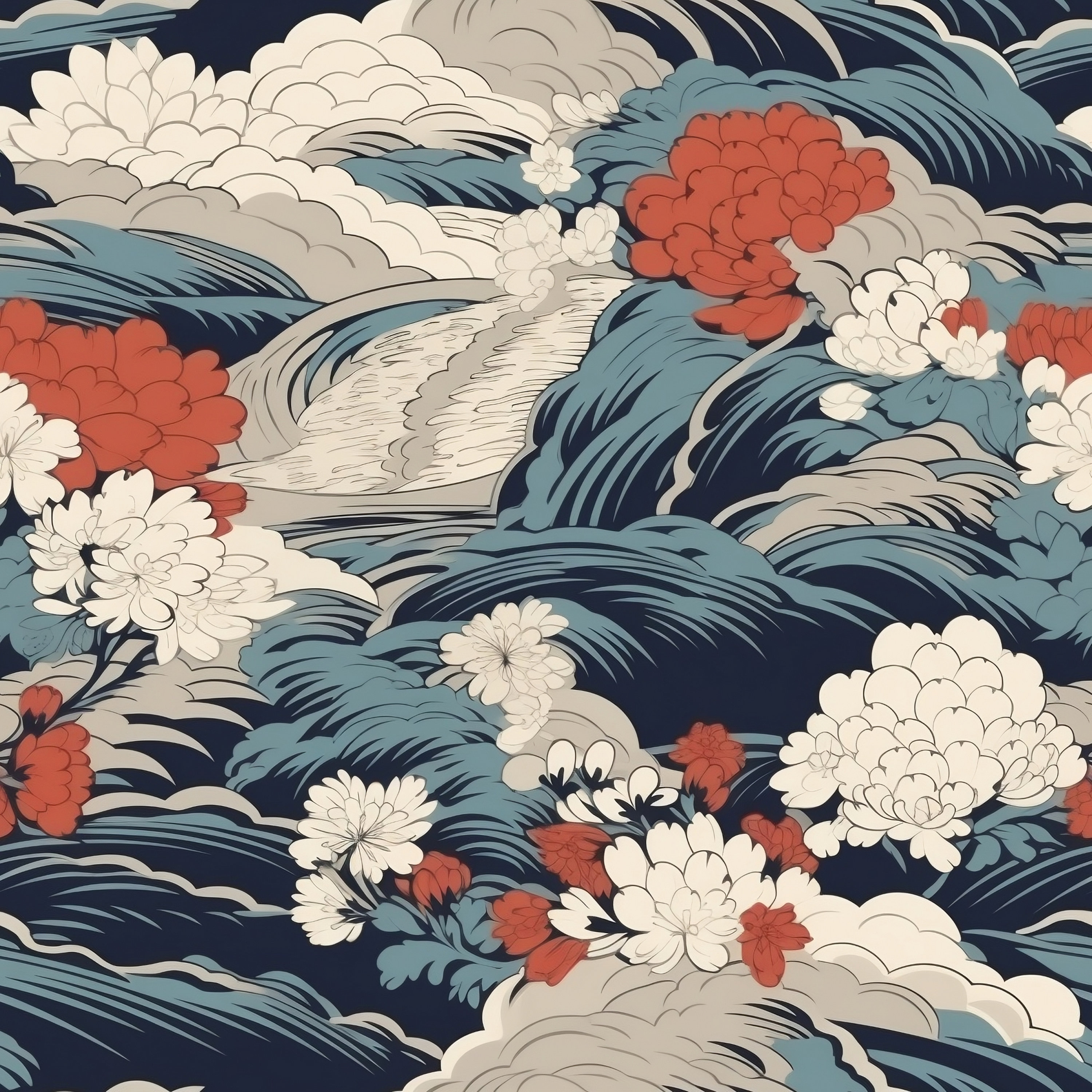 Japanese Nature Digital Paper, Vintage Asian Pattern, Old Japan Art ...