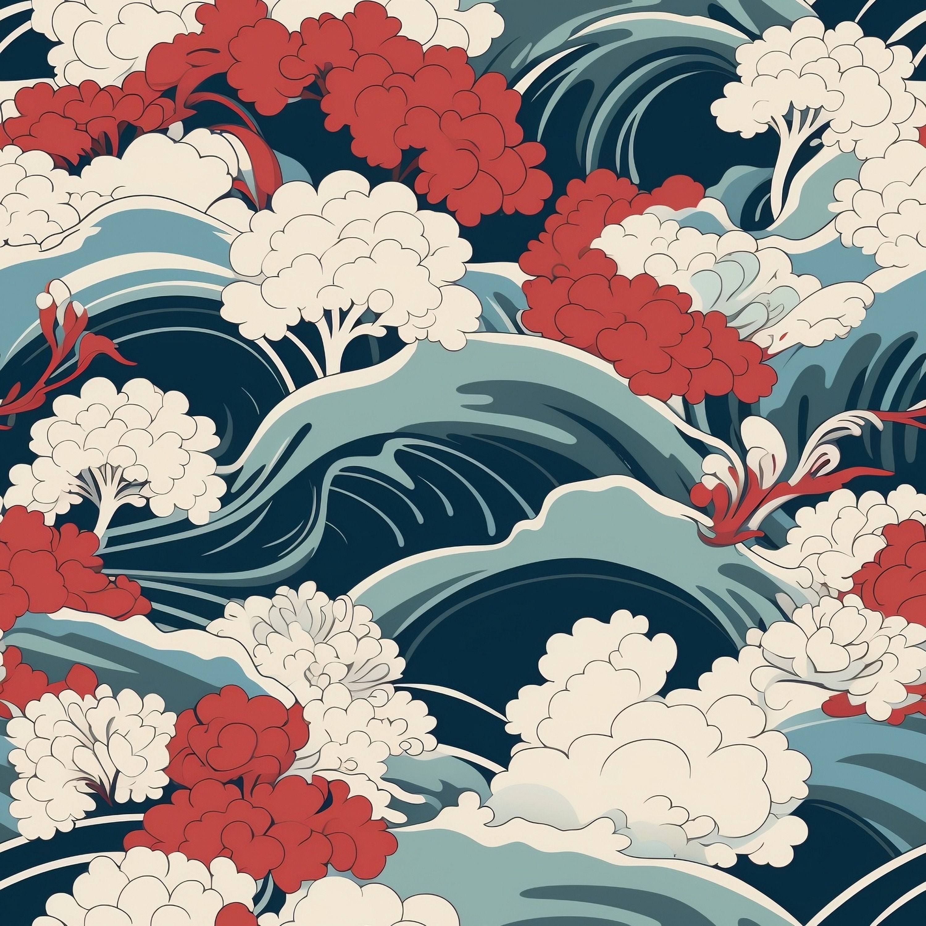 Japanese Nature Digital Paper, Vintage Asian Pattern, Old Japan Art ...