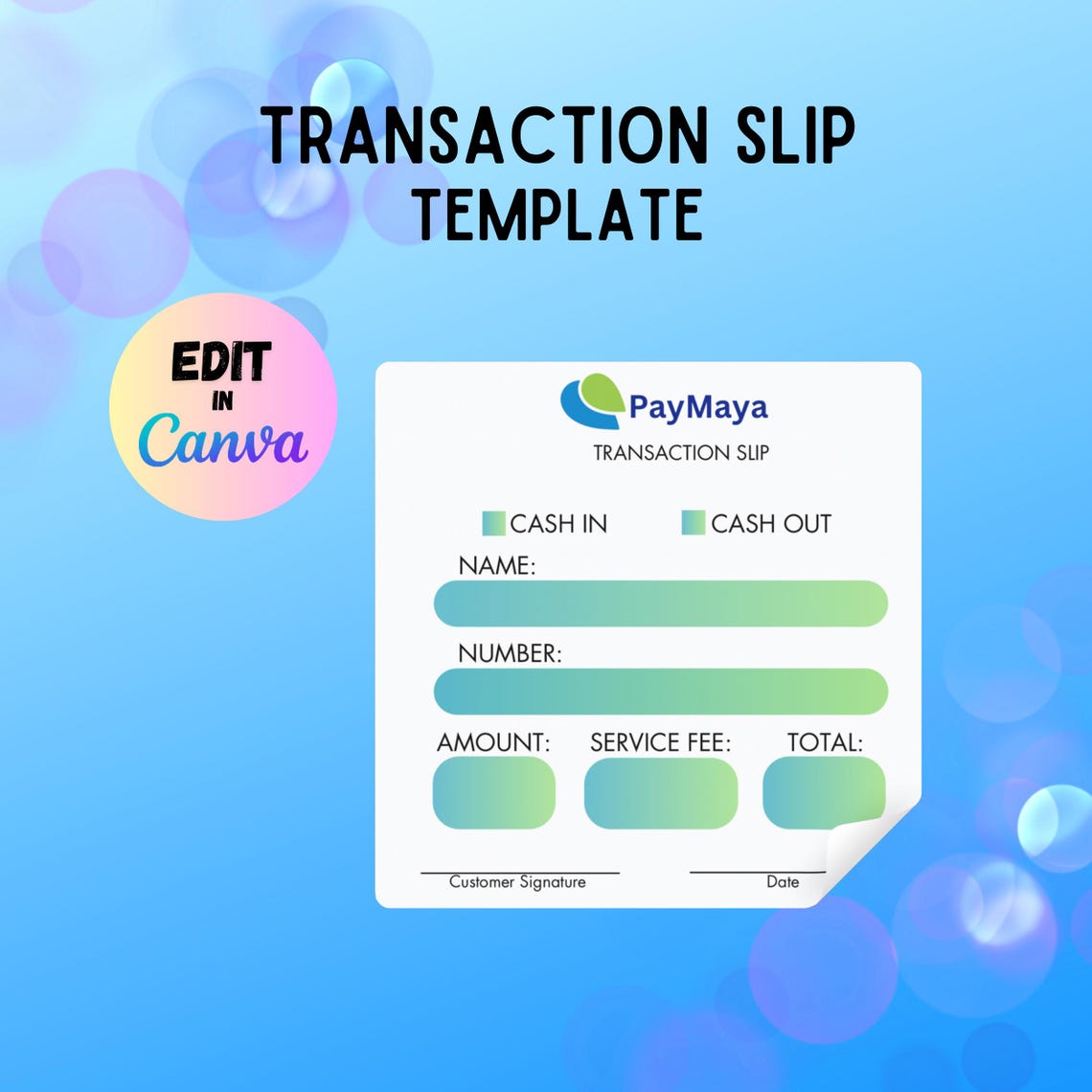 Paymaya Template~transaction Slip, Transaction Record, Signages - Etsy