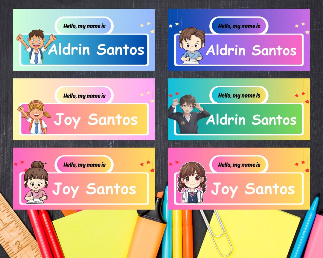 Name Tag for Student , Editable Name Tag for Students, Back to School ...