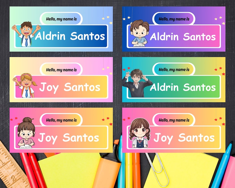 Name Tag for Student , Editable Name Tag for Students, Back to School ...