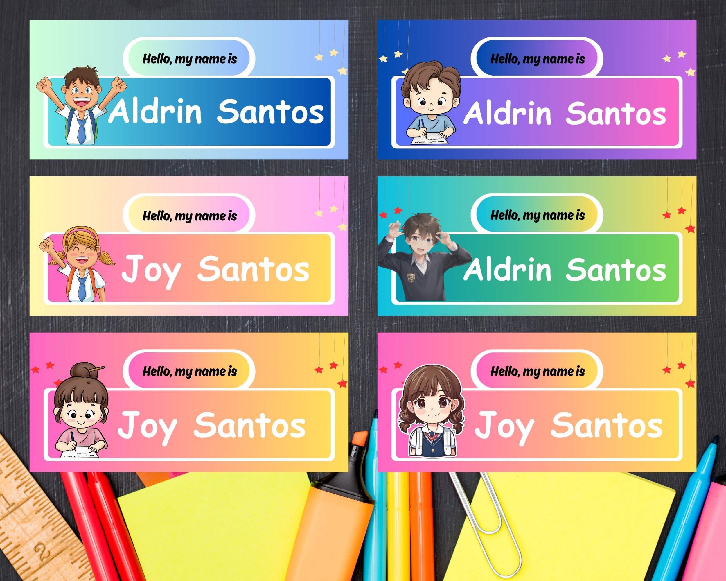 Name Tag for Student , Editable Name Tag for Students, Back to School ...