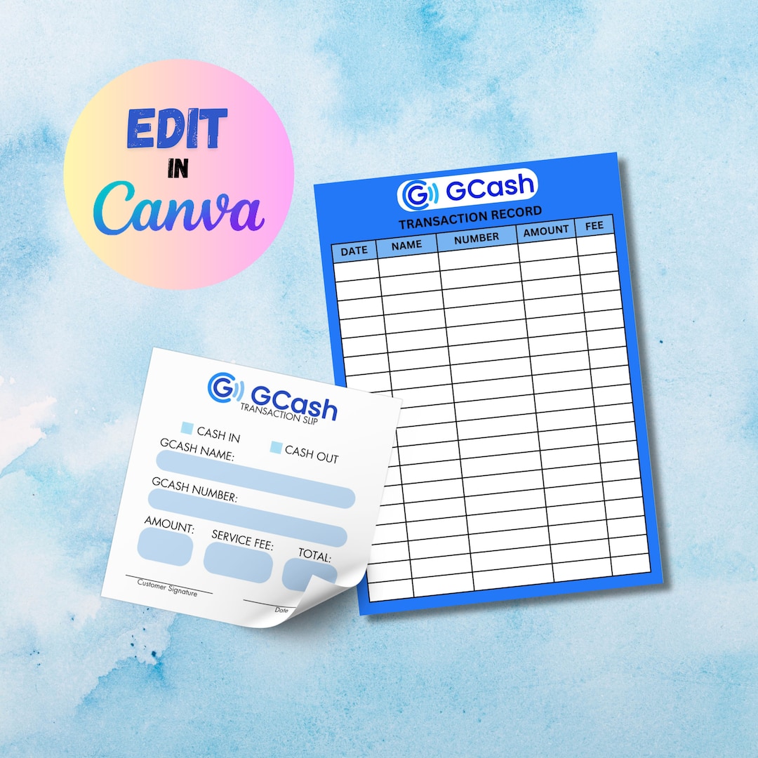 Gcash Templatetransaction Slip, Transaction Record - Etsy