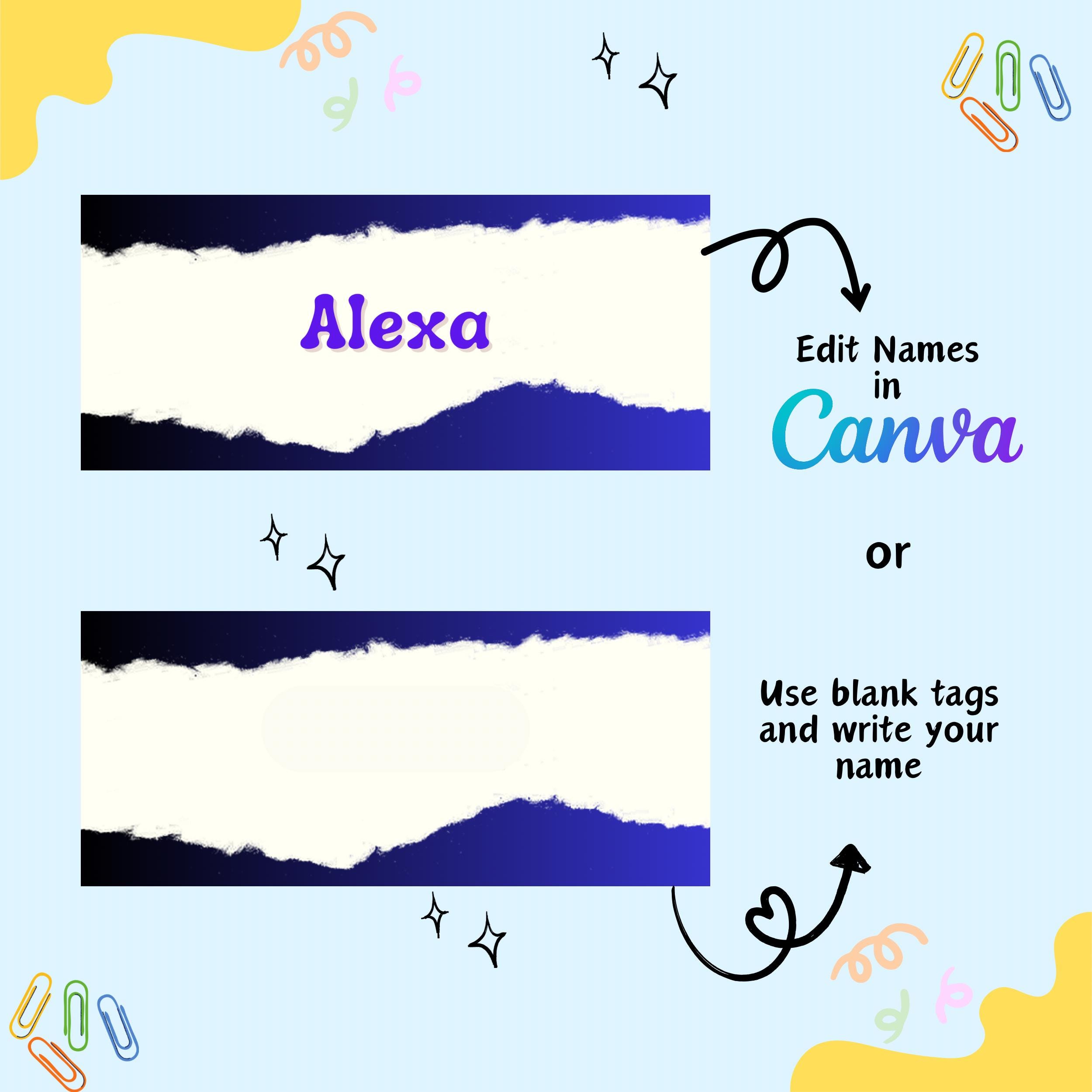 Editable School Name Tags: Canva Template (digital Download) - Etsy Canada