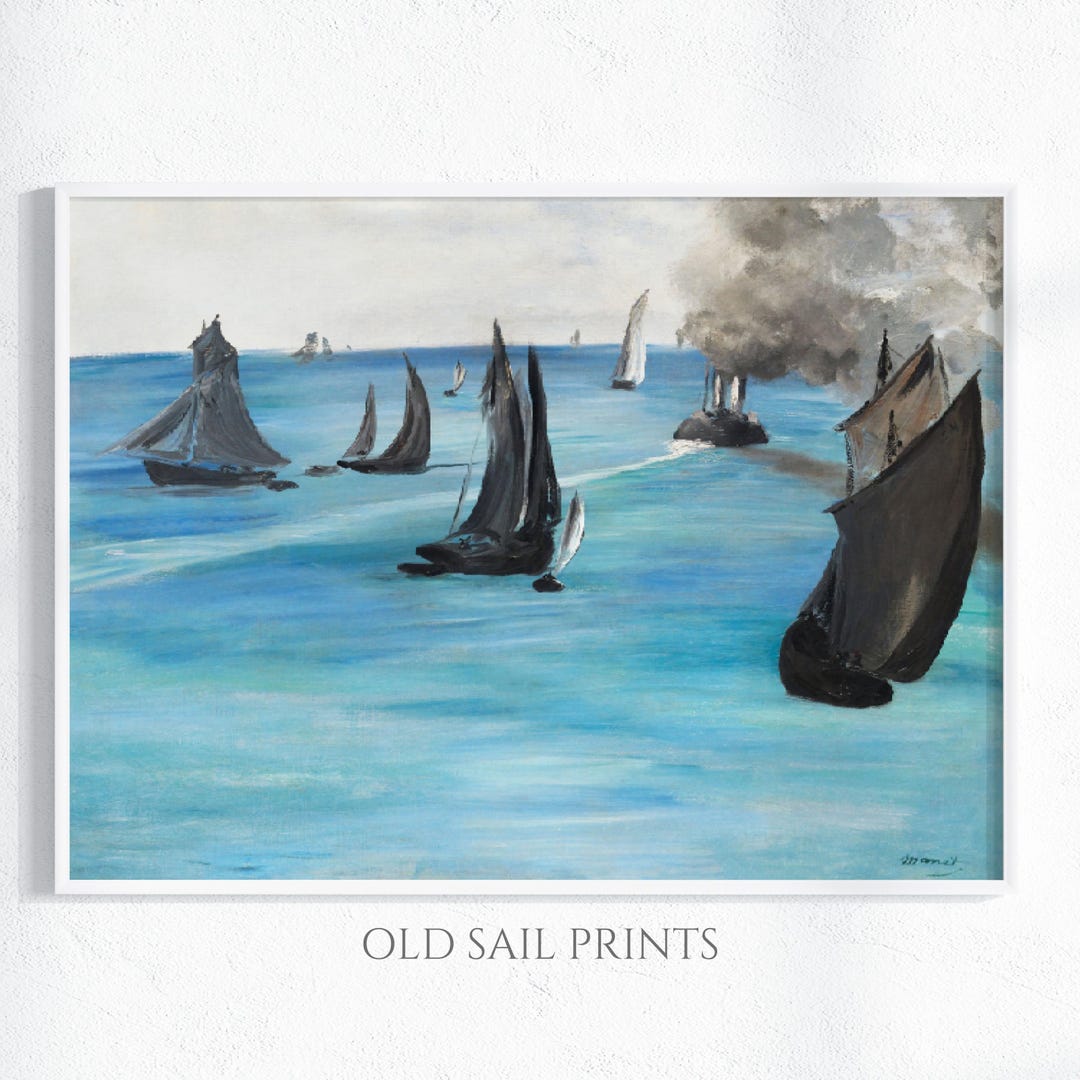 Vintage Sailboat Painting Digital Wall Art Print | Sea View Art for ...