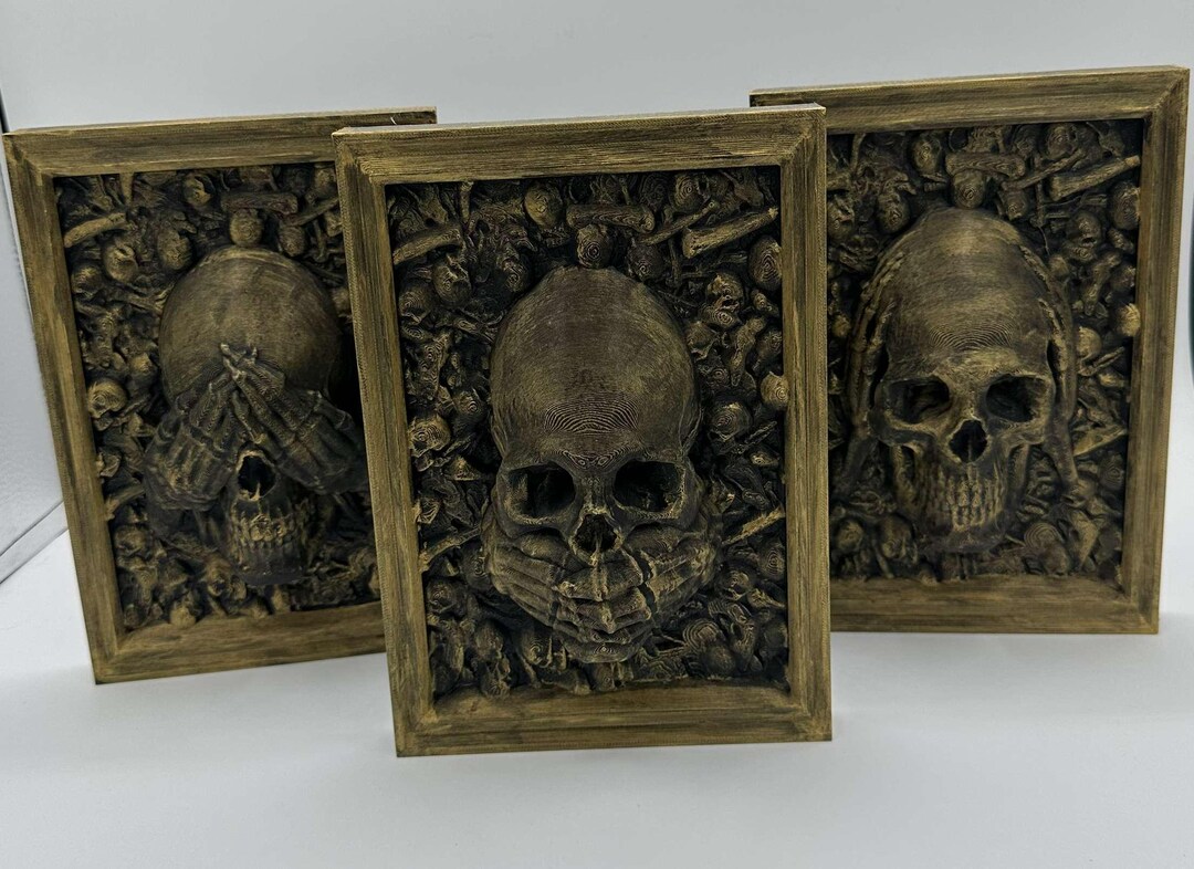 Three Wise Skulls, Wall Decor, Home Decor, Picture Frame, Creative ...