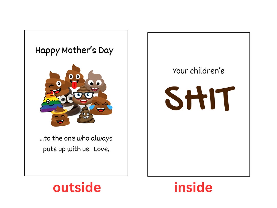 Funny Mother's Day Card, Poop Card, From Children - Etsy