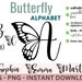 Butterfly Alphabet, Butterfly Monogram SVG PNG, Butterfly Bundle ...