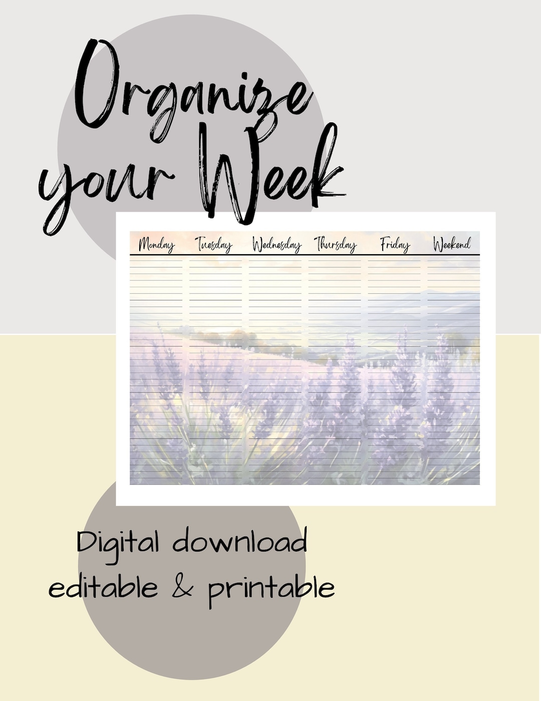 Weekly Planner, Printable and Editable Template - Etsy
