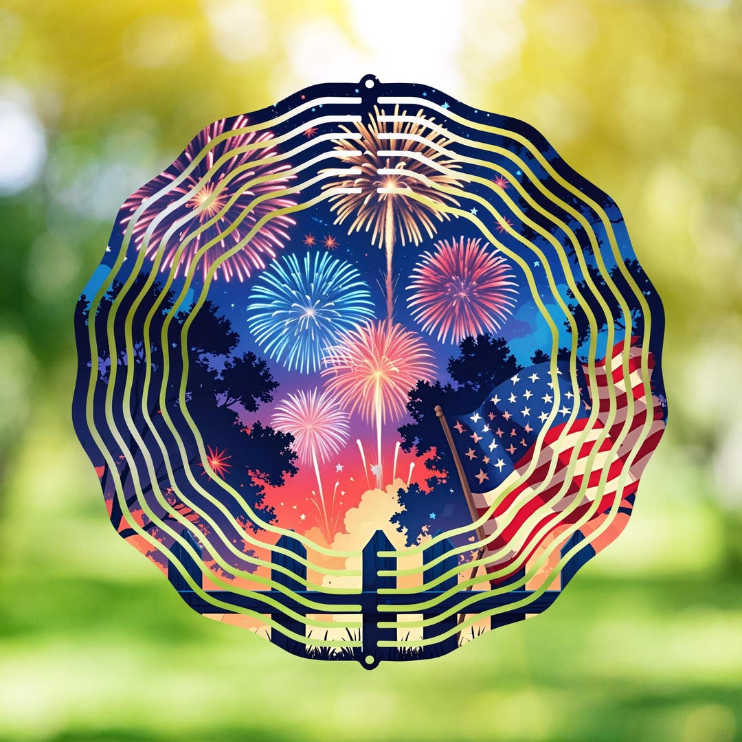 4th of July Wind Spinner Design: Fireworks, Red White & Blue (digital ...