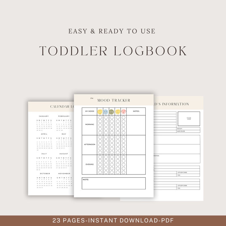 Printable Baby and Toddler Log Book, Teacher Log Book, Nanny Log Book ...