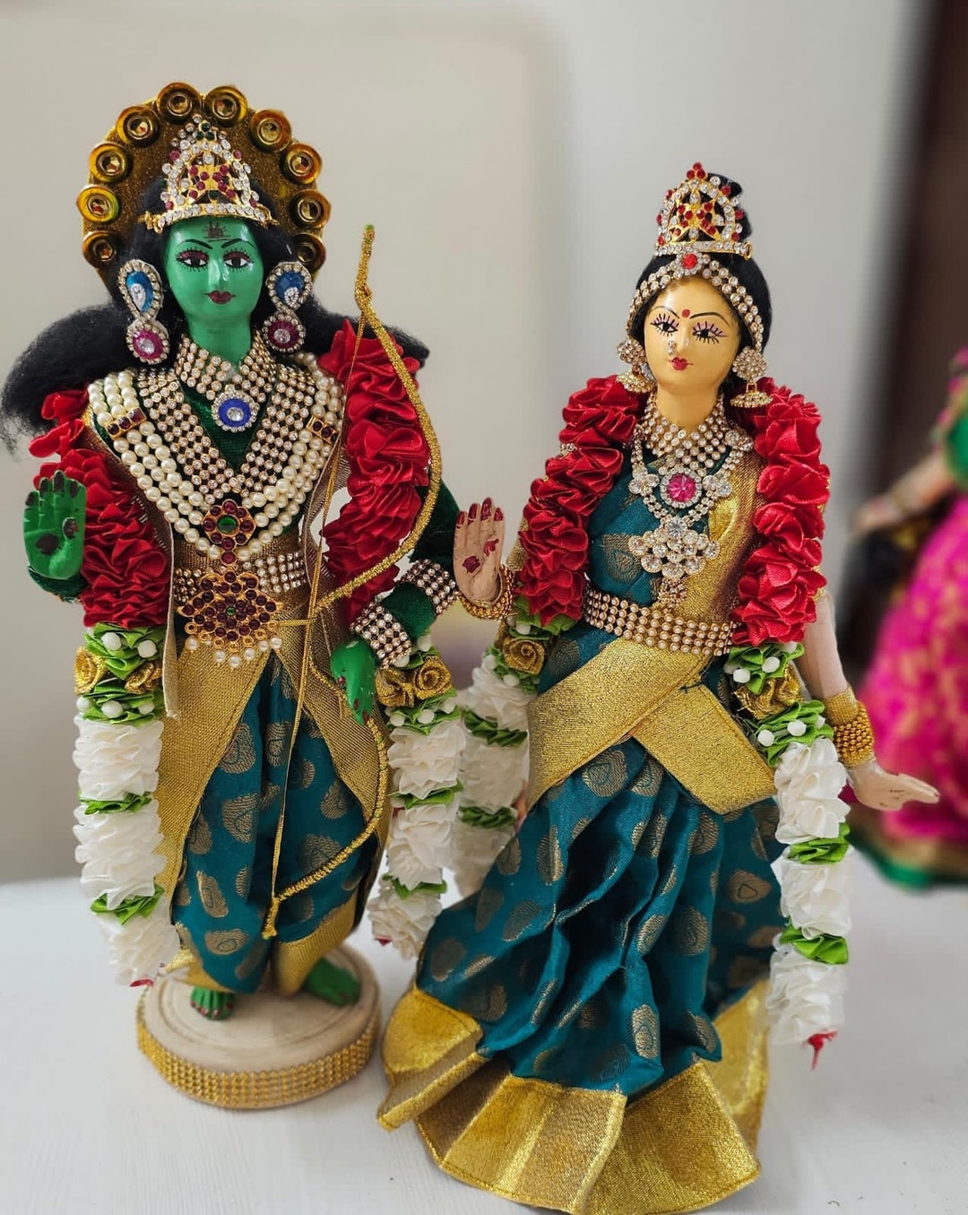Fully Handmade Ram Sita Dolls Fabric Gollu Dolls for Mandir Temple - Etsy