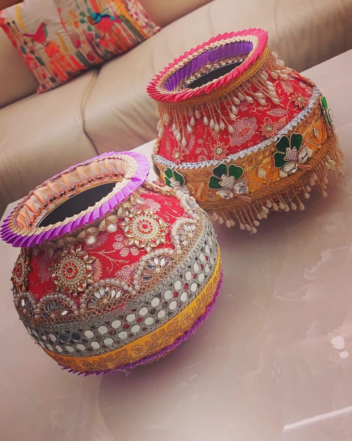 Decorated Mammat Matka Decorative Matki Wedding Gift for Indian Pujan ...
