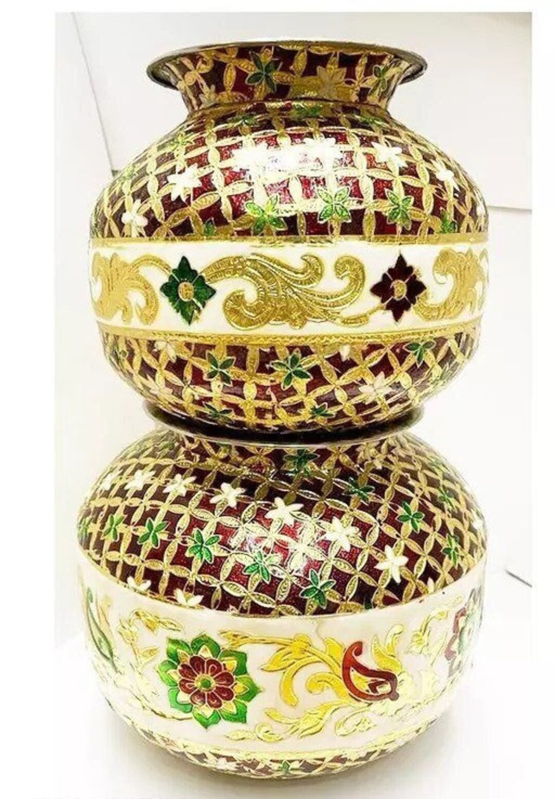 Handicrafts Pooja Kalash for Home and Mandir/embossed Meenakari ...