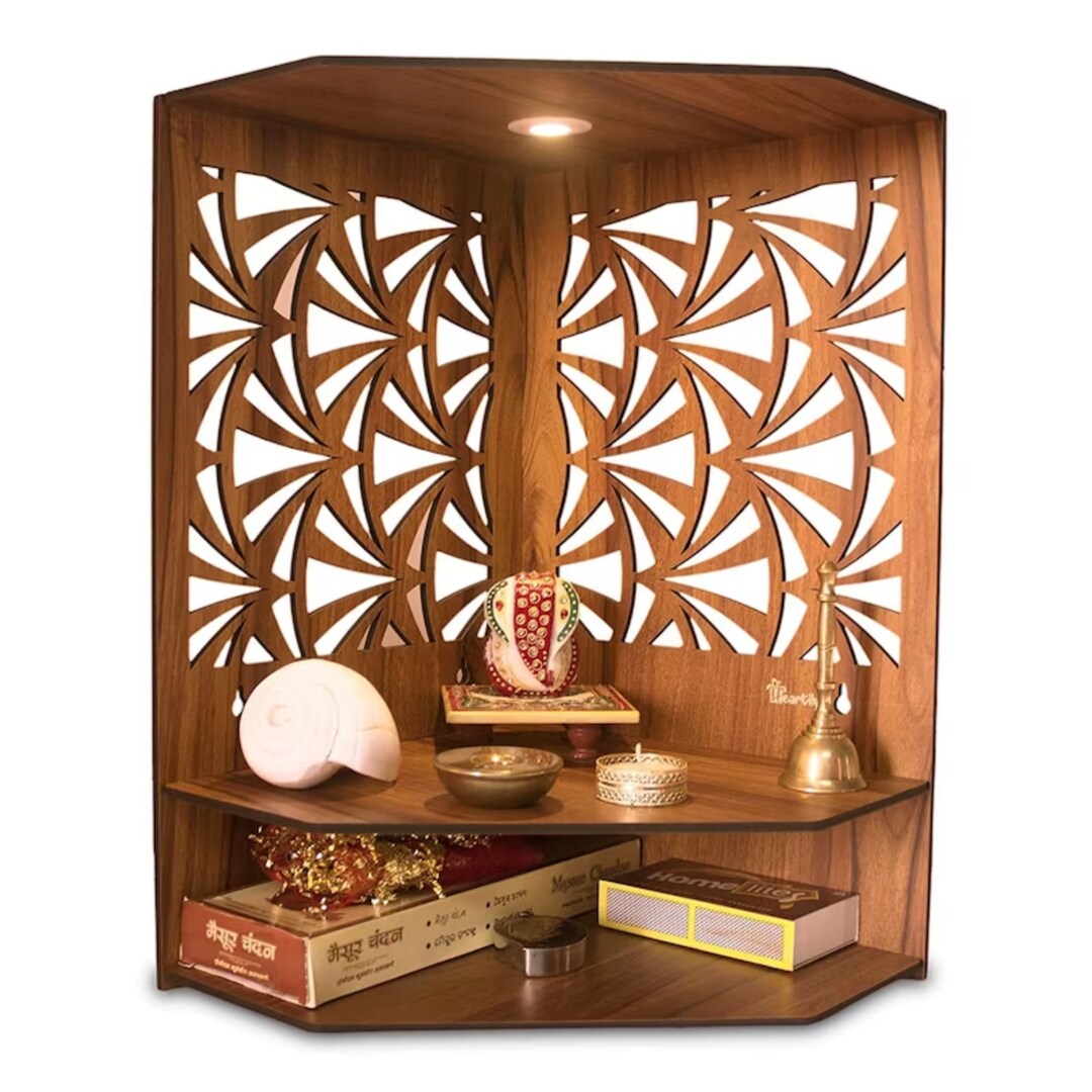 Wall Mounted Pooja Mandir for Home and Office L Beautiful Wooden Pooja ...