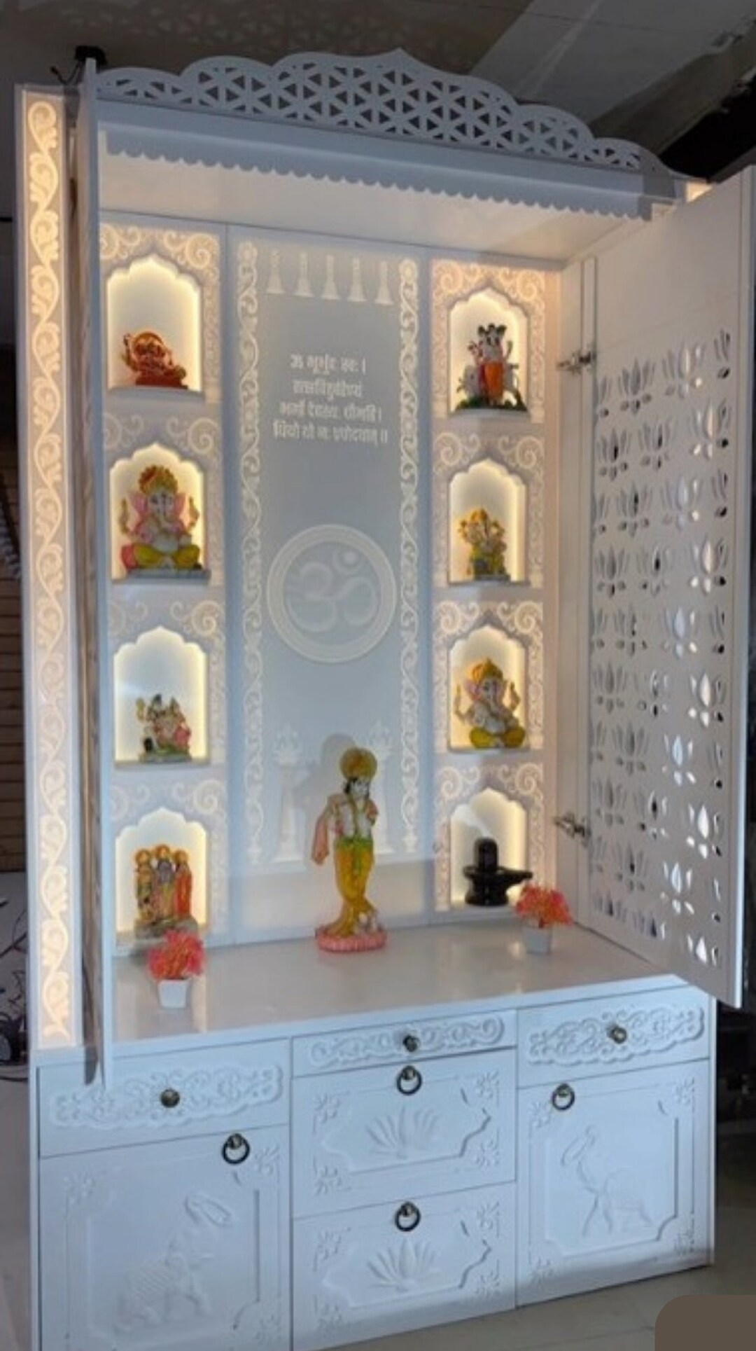 Classy Corian White Mandir Temple With Doors for Home or Office - Etsy