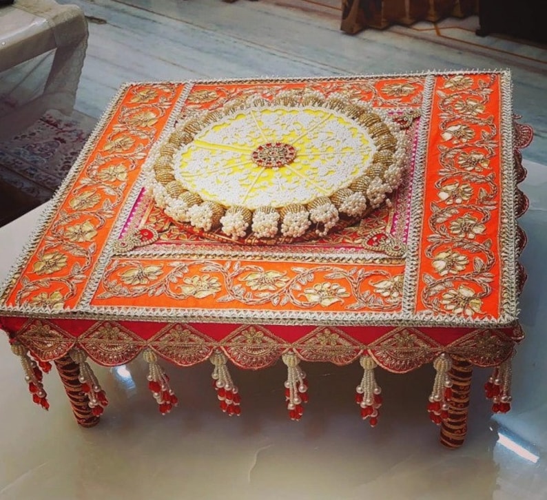 Indian Traditional Bajot Pooja Chowki for Pooja God Sitting Stool ...