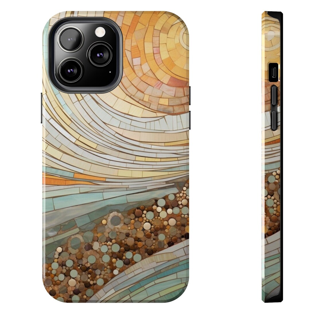 Abstract iPhone Case, Stained Glass Phone Case, Coastal Sunset, Magsafe for iPhone 15 14 13 12 7 ...