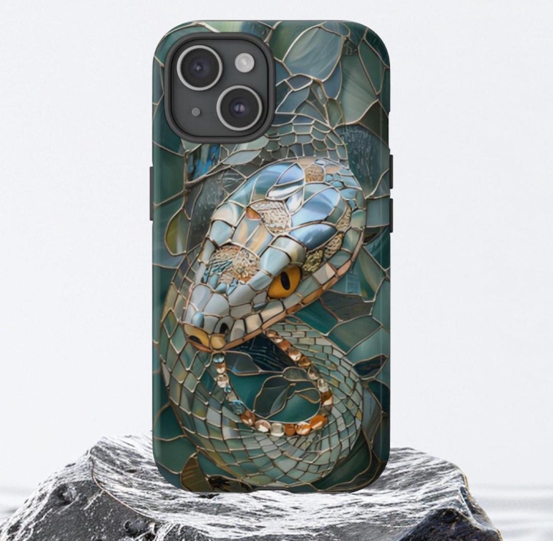 Year of the Snake Stained Glass Illusion Phone Case, Reptile Phone ...