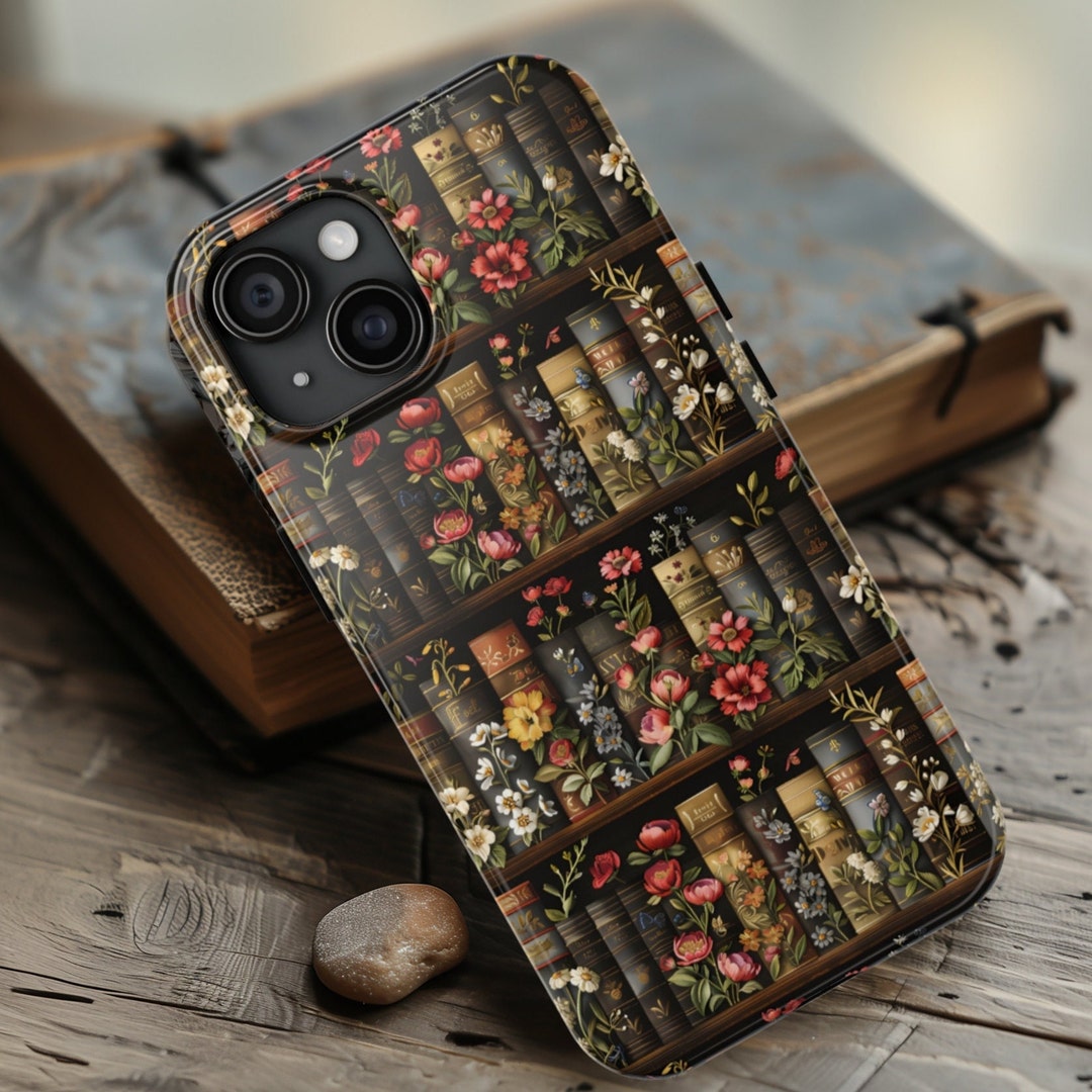 Bookish Floral Phone Case, DARK ACADEMIA Accessories Phone Cover ...