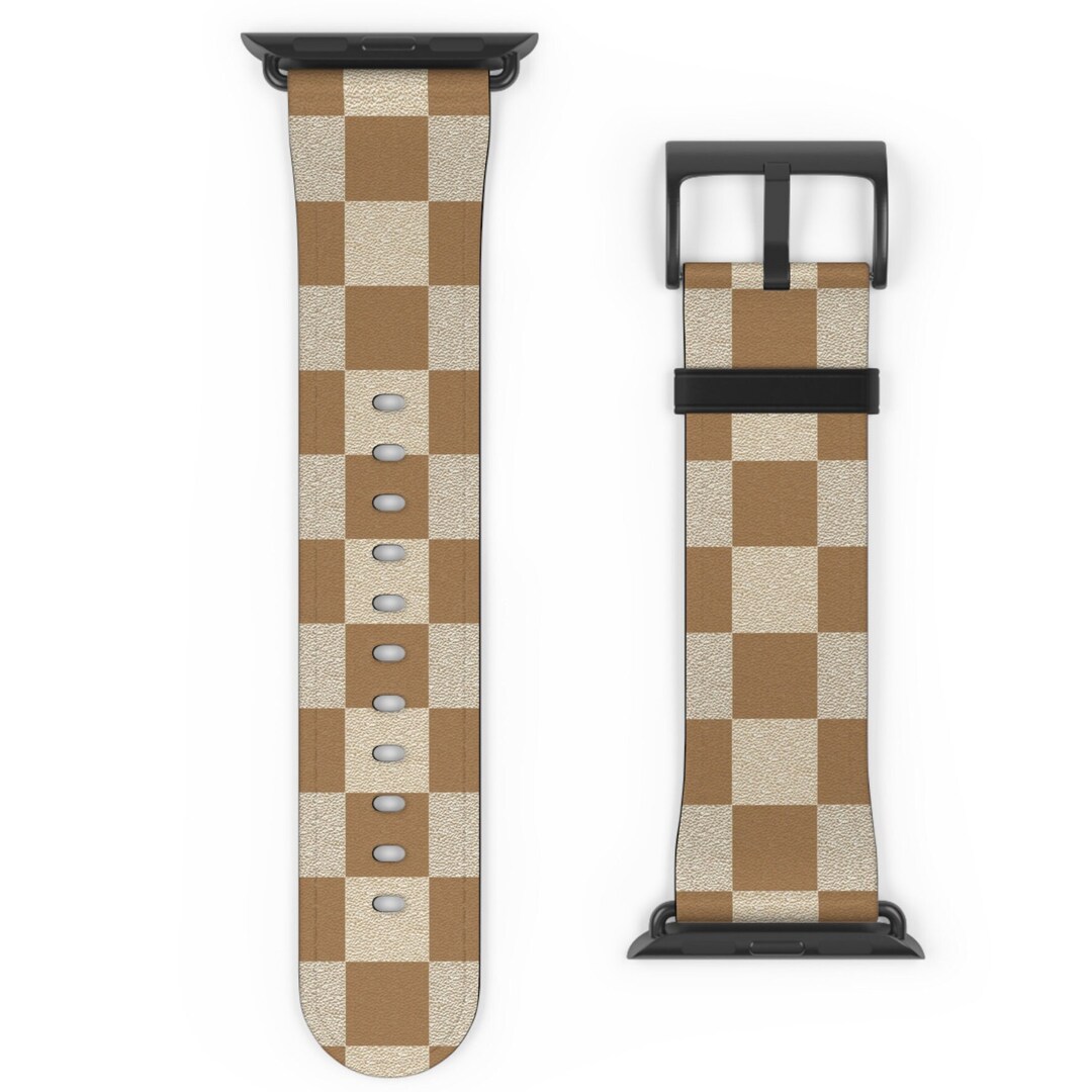 Tan Checker Pattern Apple Watch Band Beige Checker Watch Strap for 41mm ...