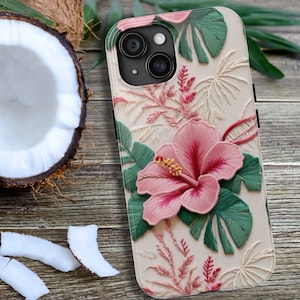 Coconut Girl Hibiscus Phone Case Girly Beach Vibes Inspired Phone Cover ...