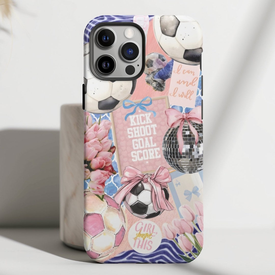 Coquette Soccer Girl Collage Phone Case | Pink Soccer Inspired Phone ...
