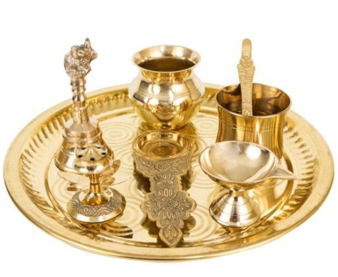 Brass Pura Pooja Thali Aarti Plate for Pooja for Diwali Home - Etsy