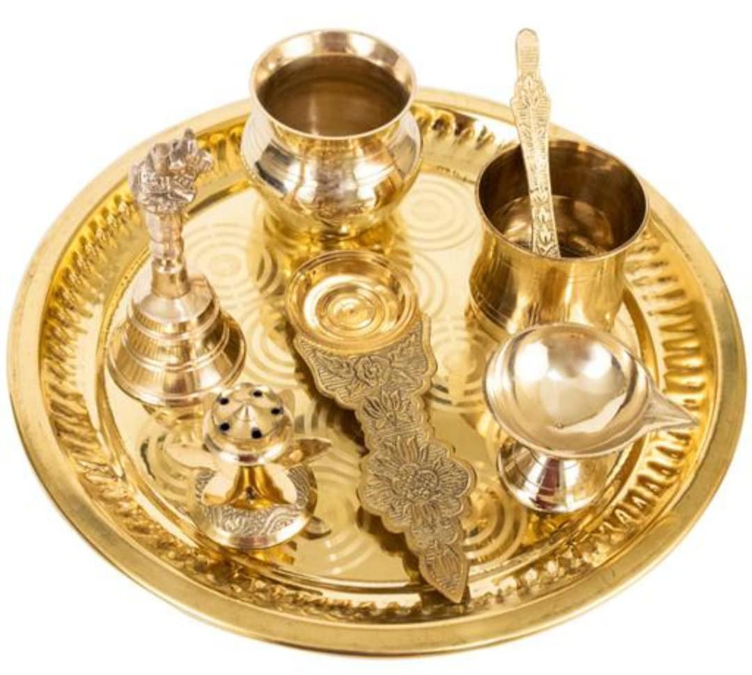 Brass Pura Pooja Thali Aarti Plate for Pooja for Diwali Home - Etsy