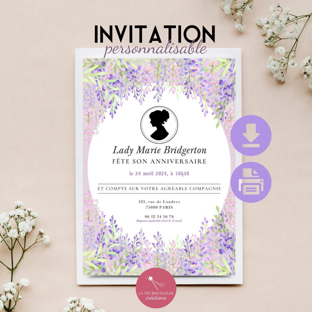 Customizable Bridgerton Birthday Invitation to Print (french and ...