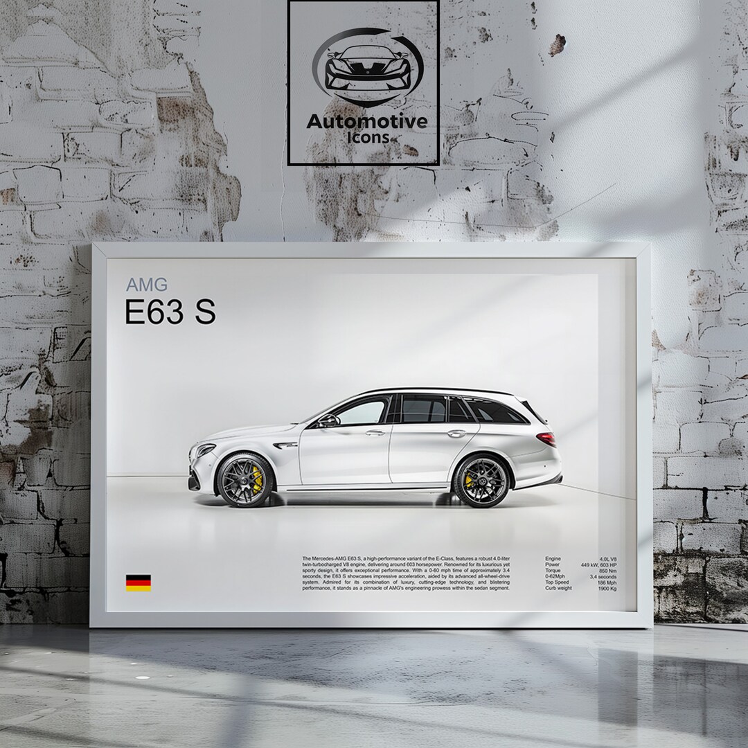 Mercedes AMG E63s Poster, German Supercar Wall Art Print, Luxury Car ...