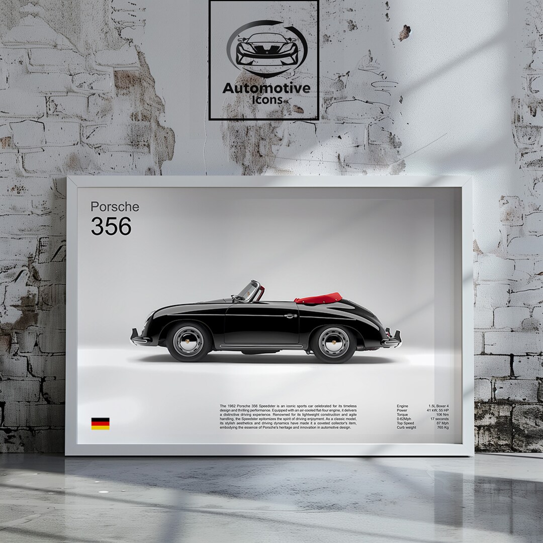 Porsche 356 Speedster Poster German Classic Supercar Wall Art ...