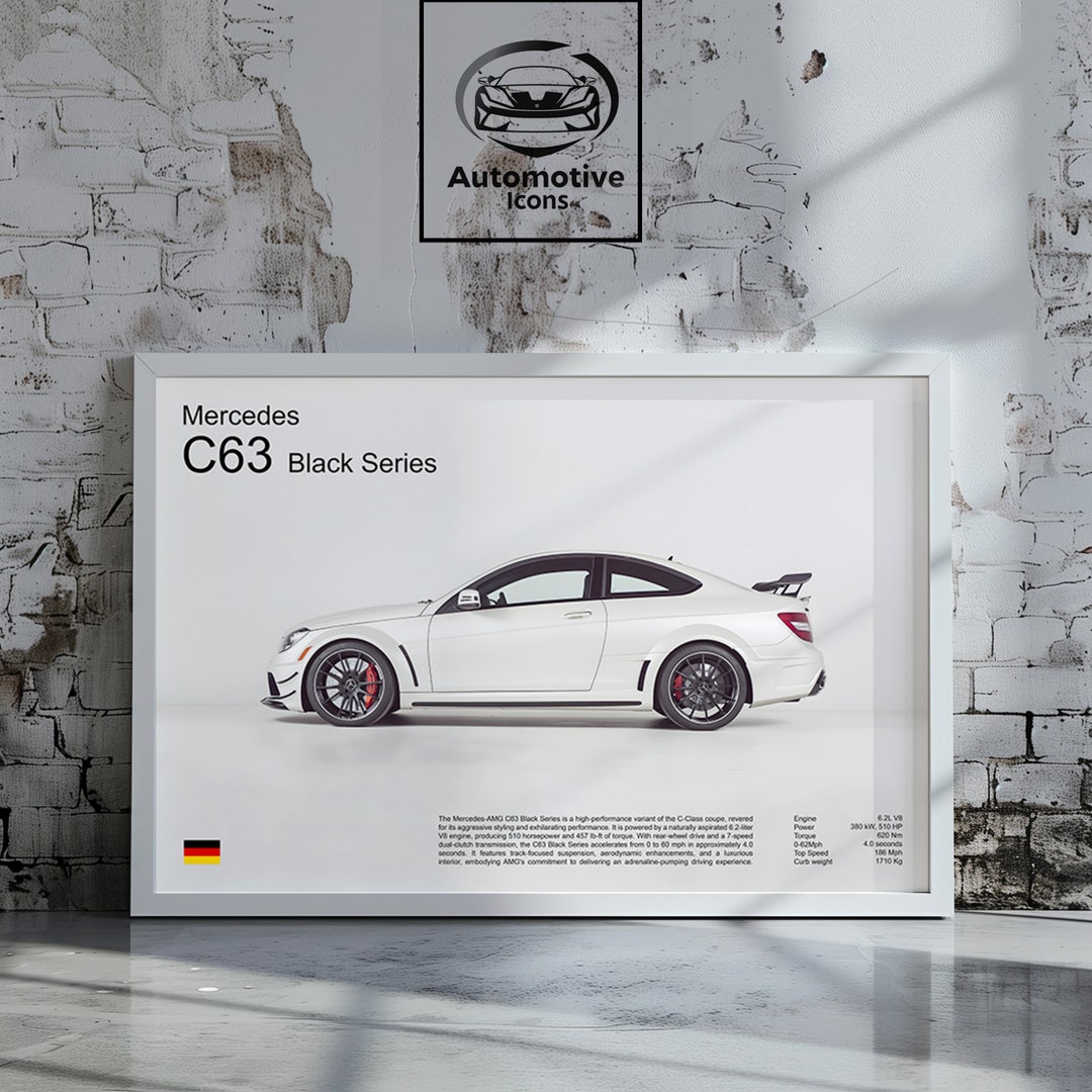 Mercedes AMG C63 Black Series Poster German Supercar Wall Art Print ...