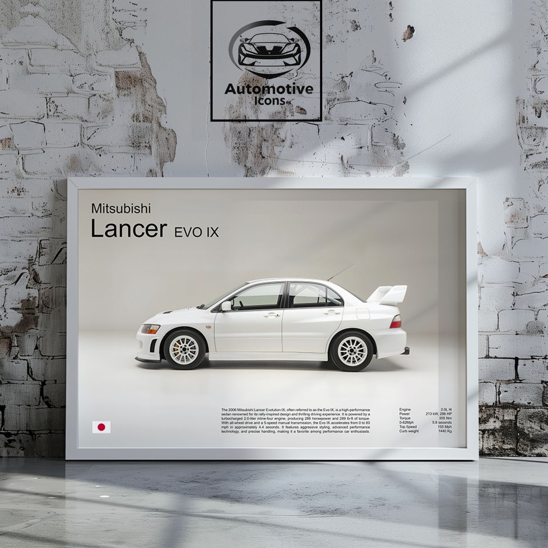 Mitsubishi Lancer Evo Ix Poster Japanese Rally Sedan Wall Art ...
