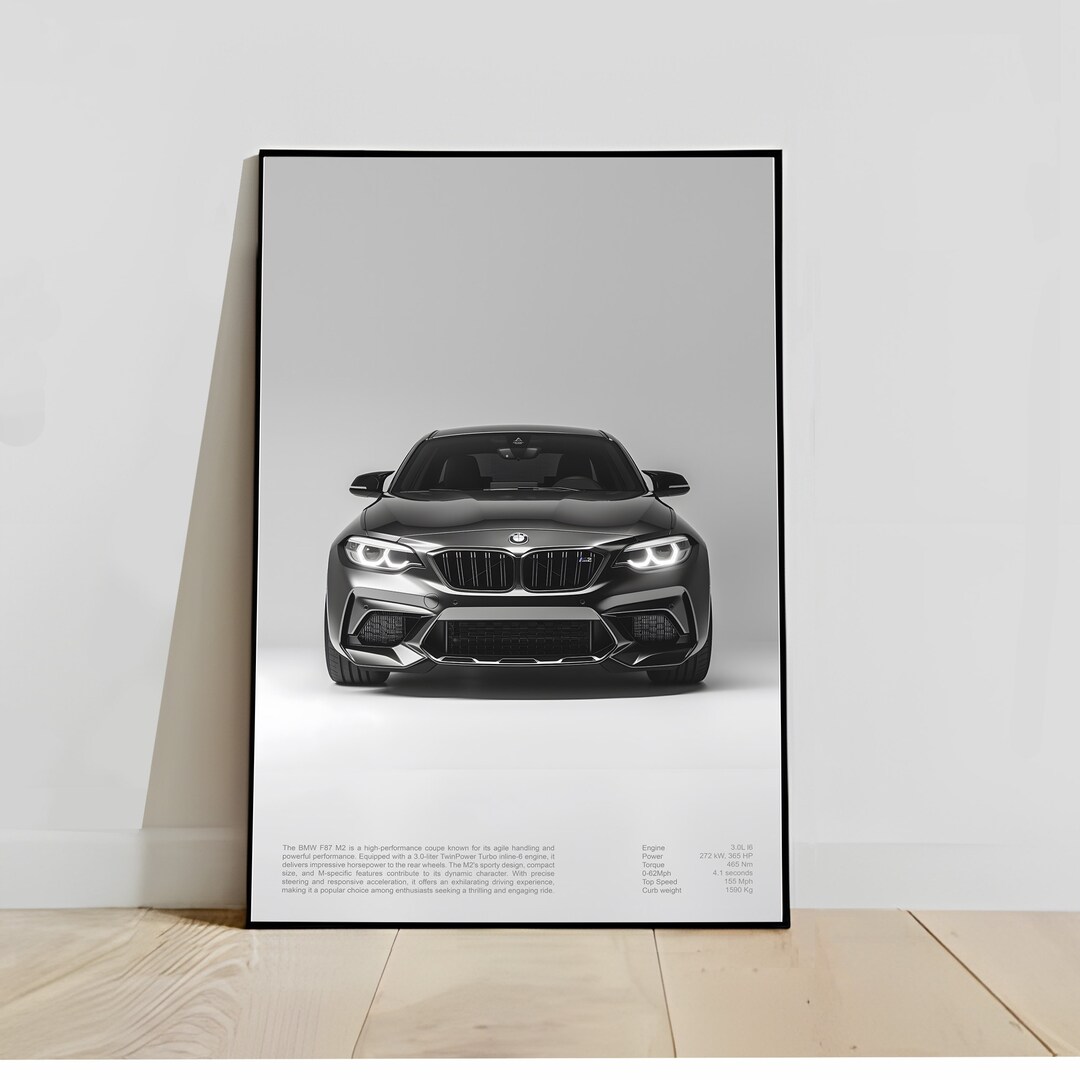 BMW M2 F87 Poster, German Supercar Wall Art Print, Luxury Car Wall Art, Automotive Decor Bmw M2 ...