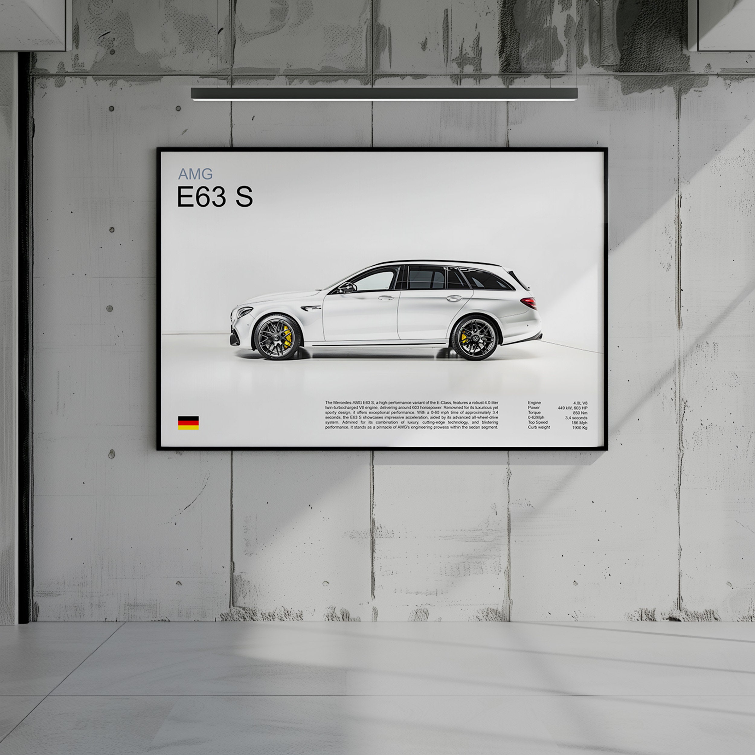 Mercedes AMG E63s Poster, German Supercar Wall Art Print, Luxury Car ...