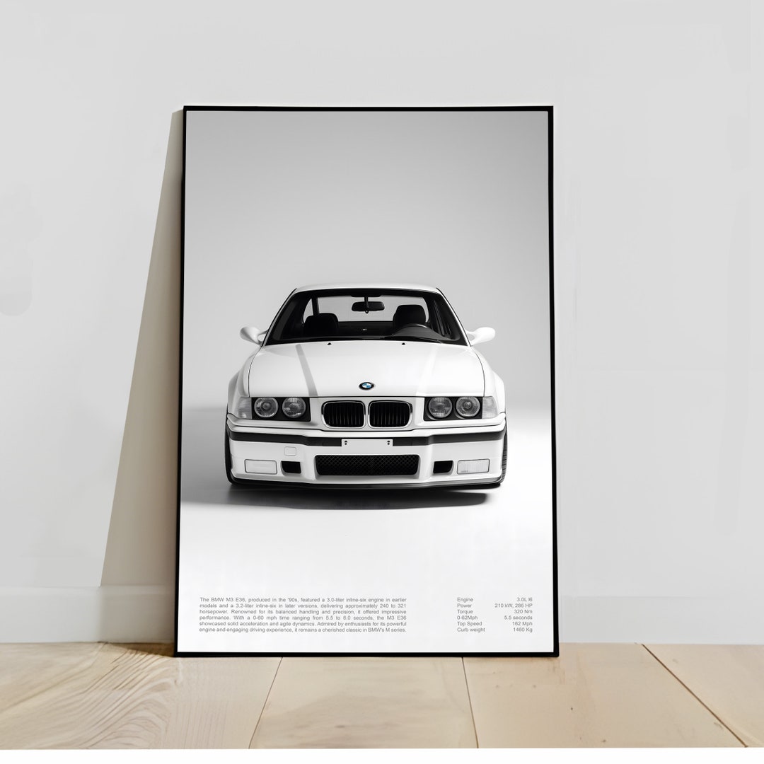 BMW M3 E36 Poster, German Supercar Wall Art Print, Luxury Car Wall Art ...