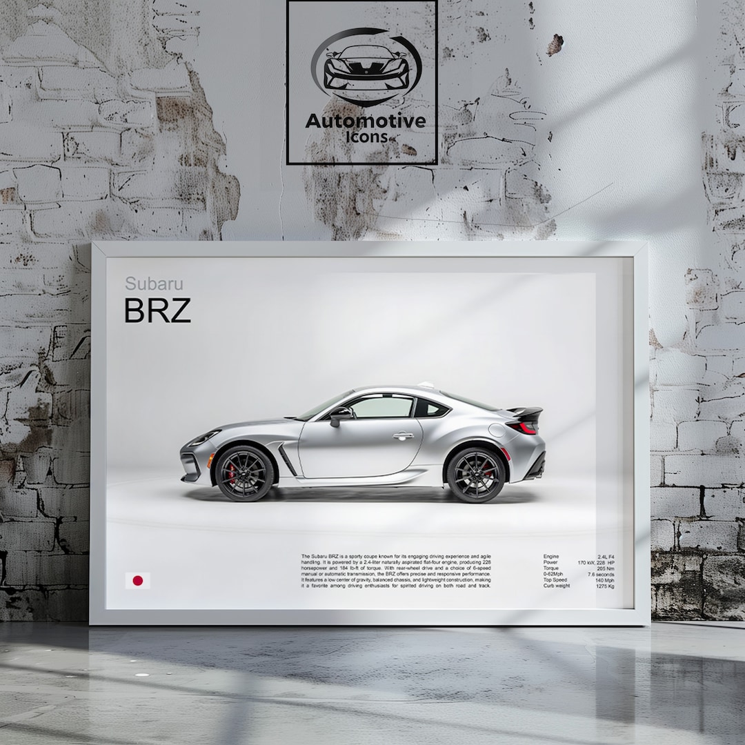 Subaru BRZ Poster Japanese Sports Car Wall Art Print, Luxury Car Wall ...