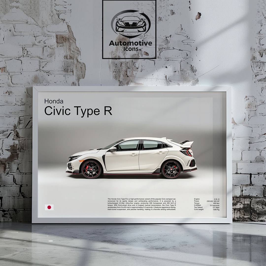 Honda Civic Type R Poster Japanese Hot Hatchback Wall Art, Automotive ...