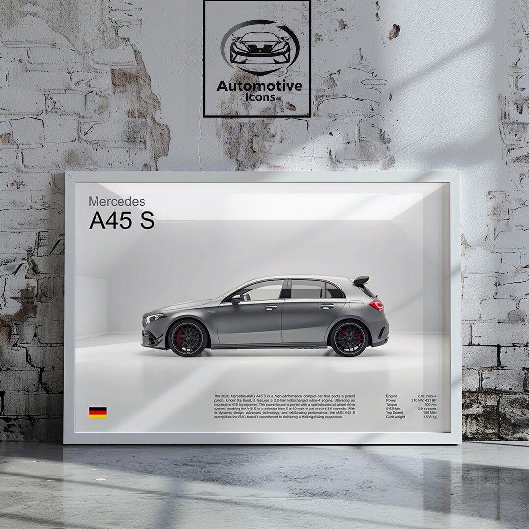 Mercedes AMG A45s Poster, German Supercar Wall Art Print, Luxury Car ...