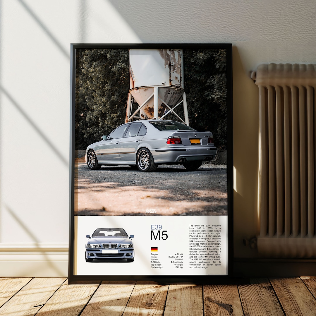 BMW M5 E39 Poster, German Supercar Wall Art Print, Luxury Car Wall Art ...