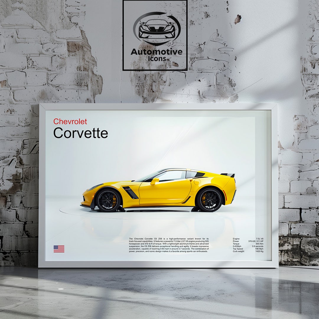 Chevrolet Corvette C6 Z06 Poster American Muscle Car Wall Art Print ...